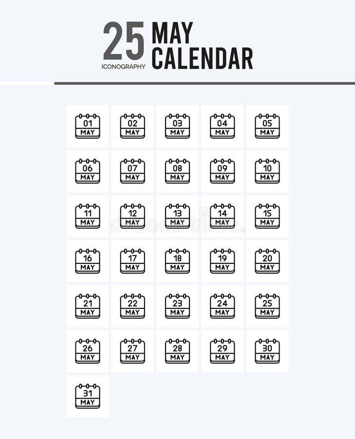 25 May Calendar Outline Icons Pack Vector Illustration Stock Vector ...
