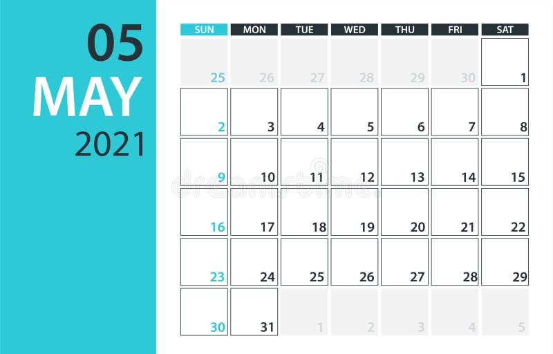 May 2021 Calendar Planner - Vector Illustration. Template. Mock Up ...