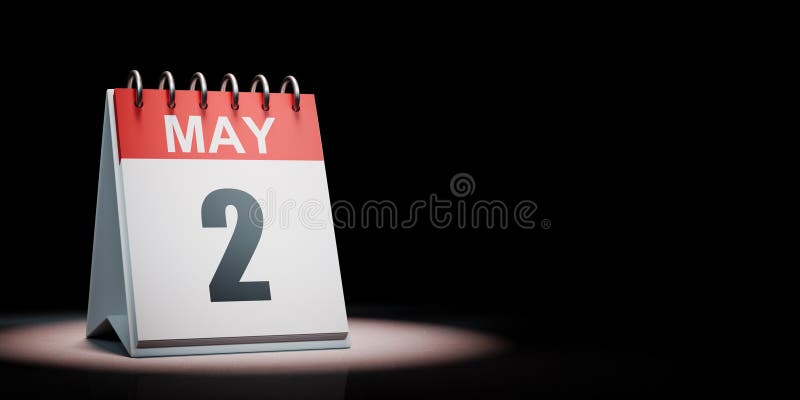 May 2 Calendar Spotlighted on Black Background Stock Illustration ...
