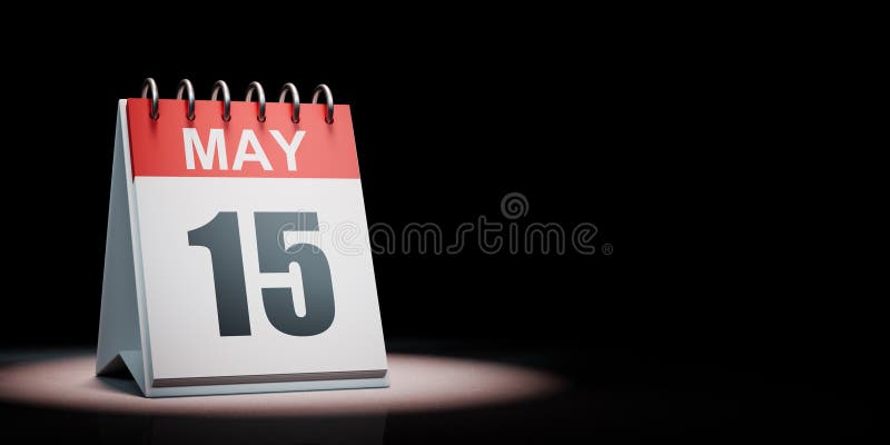 May 15 Calendar Spotlighted on Black Background Stock Illustration ...