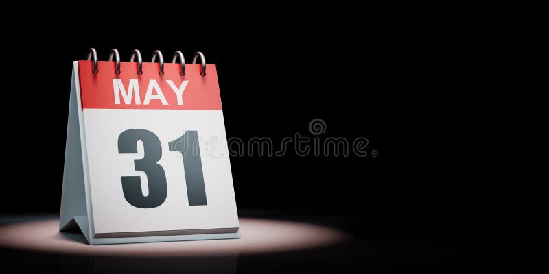 May 31 Calendar Spotlighted on Black Background Stock Illustration ...