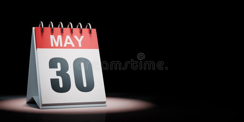 May 30 Calendar Spotlighted on Black Background Stock Illustration ...