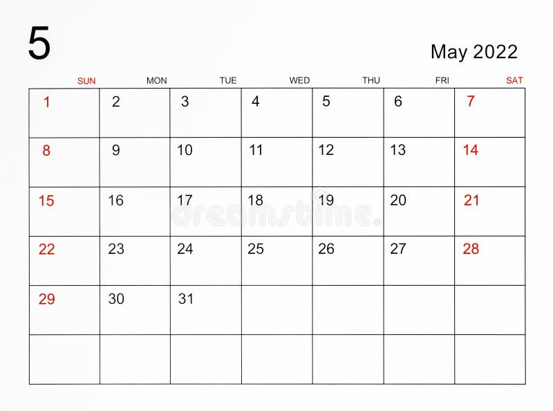 May 2022 calendar template stock image. Image of clean - 231751849