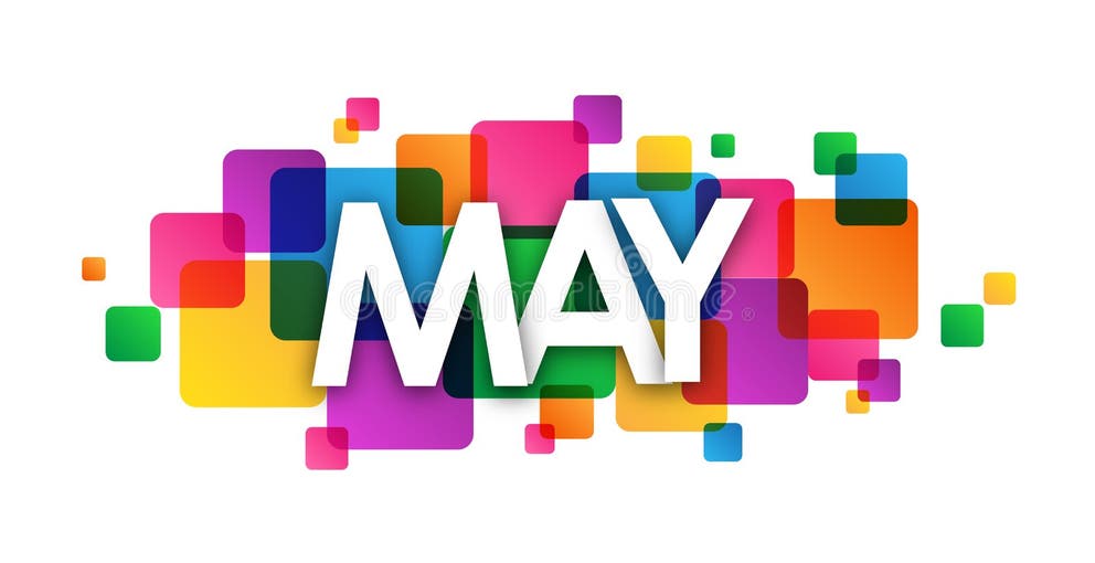 MAY Colorful Overlapping Squares Banner Stock Vector - Illustration of ...