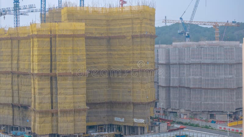 May 31 2025 Construction Site with High-Rise Buildings and Tower Cranes ...