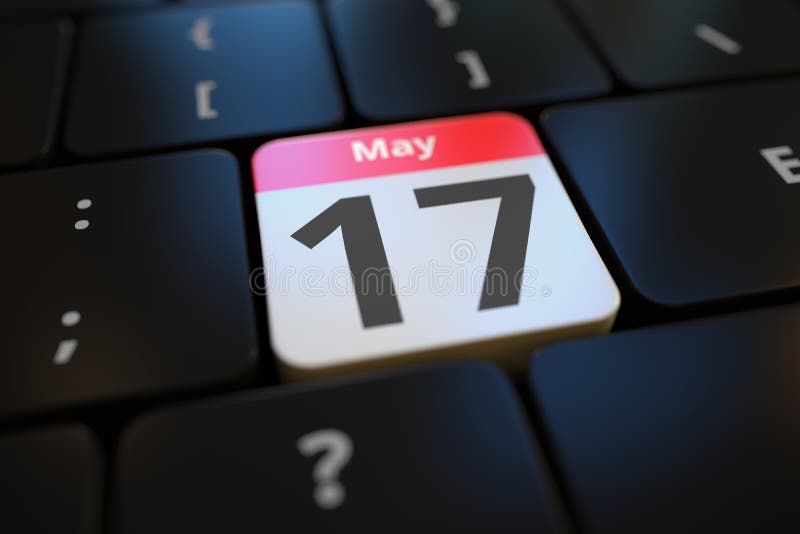 May 17 Date on a Keyboard Key, 3d Rendering Stock Illustration ...