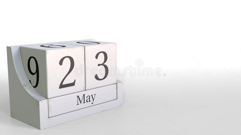 May 23 Date on Vintage Cube Calendar, 3D Rendering Stock Illustration ...