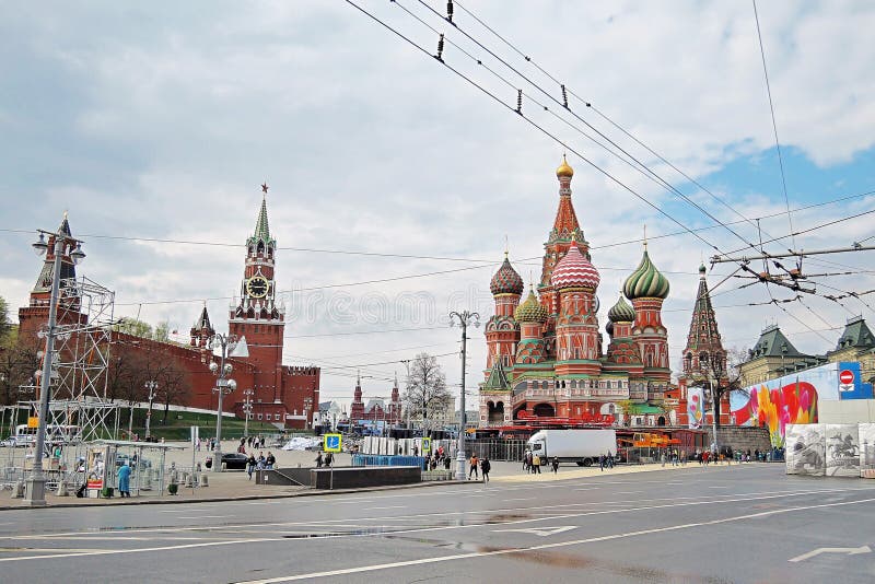 May Day Celebration in Moscow Editorial Stock Image - Image of basils ...