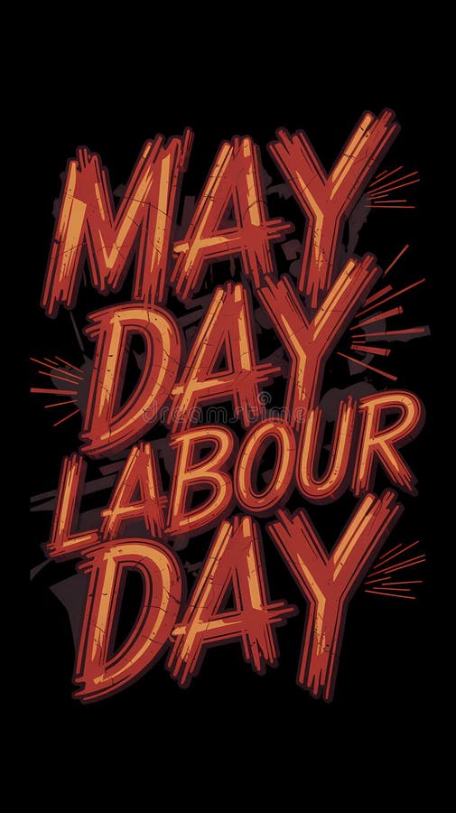 May Day Labour Day Typography Design Featuring Distressed Red and ...