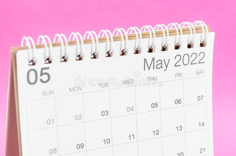 May 2022 Desk Calendar on Pink Background with Empty Space Stock Photo ...
