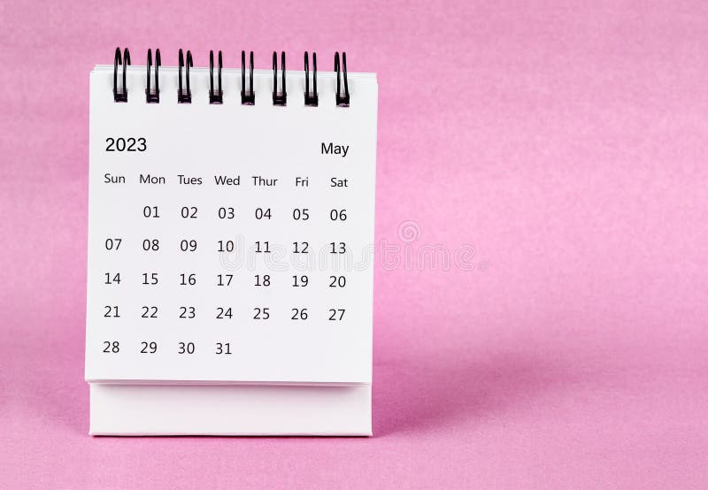 The May 2023 Desk Calendar on Blue Color Background, Vintage Style ...
