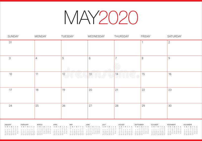 May 2020 Desk Calendar Vector Illustration Stock Vector - Illustration ...