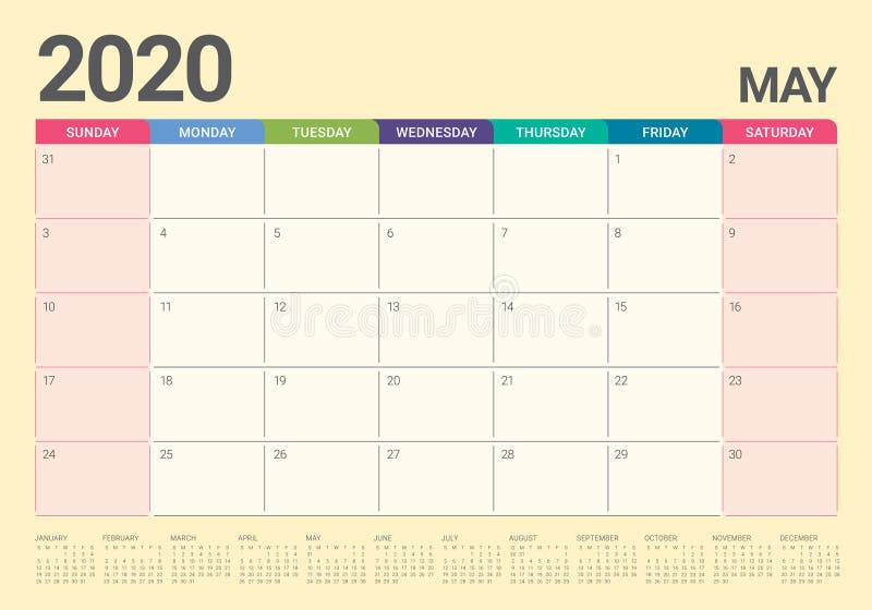 May 2020 Desk Calendar Vector Illustration Stock Vector - Illustration ...