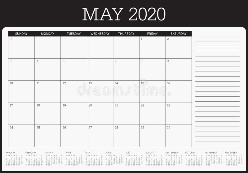 May 2020 Desk Calendar Vector Illustration Stock Vector - Illustration ...