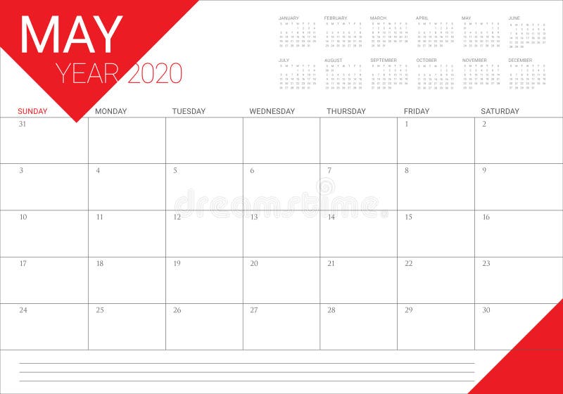 May 2020 Desk Calendar Vector Illustration Stock Vector - Illustration ...