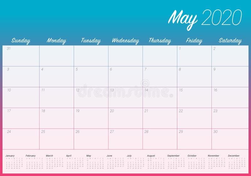 May 2020 Desk Calendar Vector Illustration Stock Vector - Illustration ...