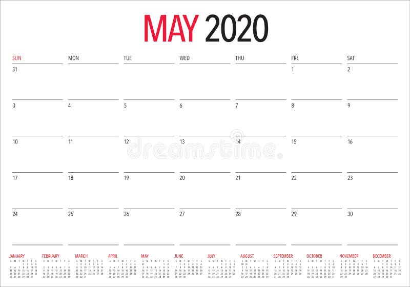 May 2020 Desk Calendar Vector Illustration Stock Vector - Illustration ...