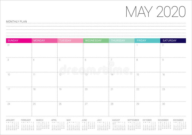 May 2020 Desk Calendar Vector Illustration Stock Vector - Illustration ...