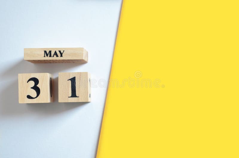 May 31, Empty White - Yellow Background. Stock Photo - Image of number ...