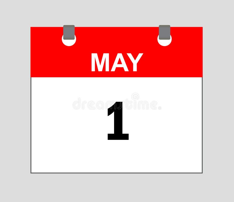 May First, Calendar Icon Red and White, Calendar Vector, Date Icon ...