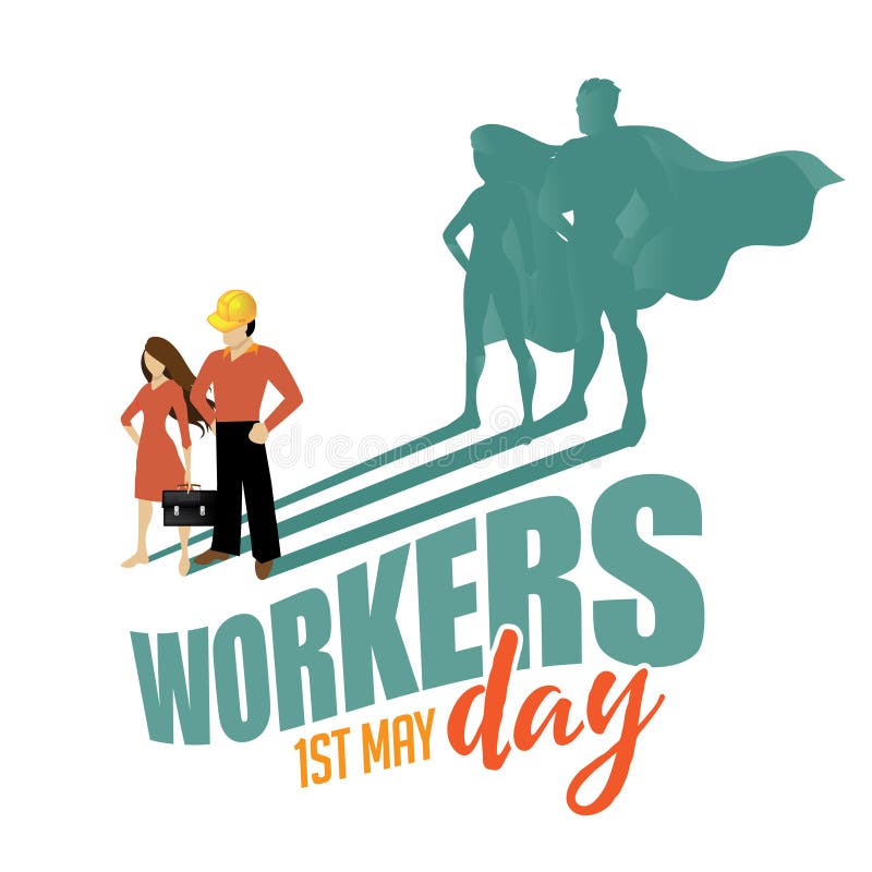 May First Workers Day Superhero Design Stock Vector - Illustration of ...
