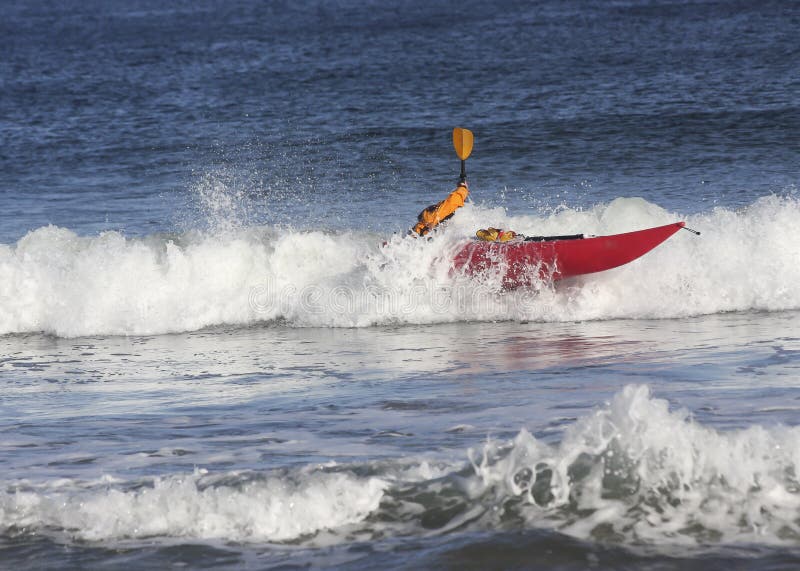 Man with Kayak on Rough Sea Stock Image - Image of foam, life: 30223133