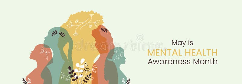 May Is Mental Health Awareness Month Banner Horizontal Design With