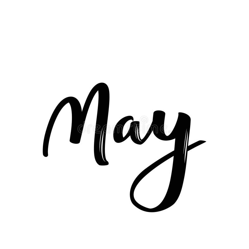 May Month Name. Handwritten Calligraphic Word. Bold Font. Stock Vector ...