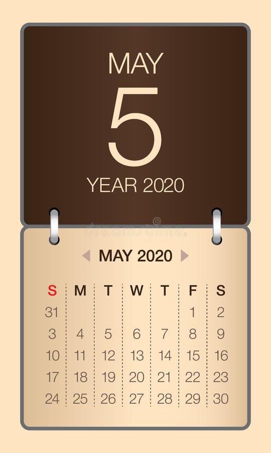 May 2020 Monthly Calendar Vector Illustration Stock Vector ...