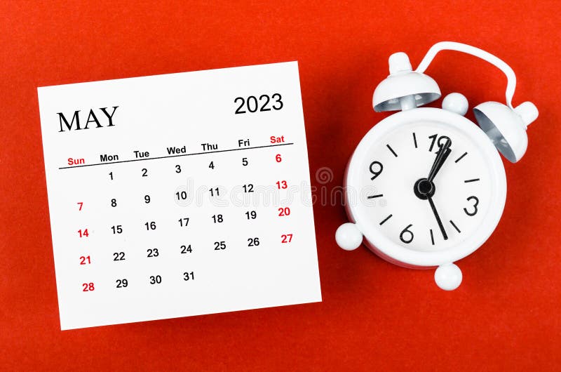 May 2023 Monthly Calendar Year Alarm Clock Red Background Stock Photos ...