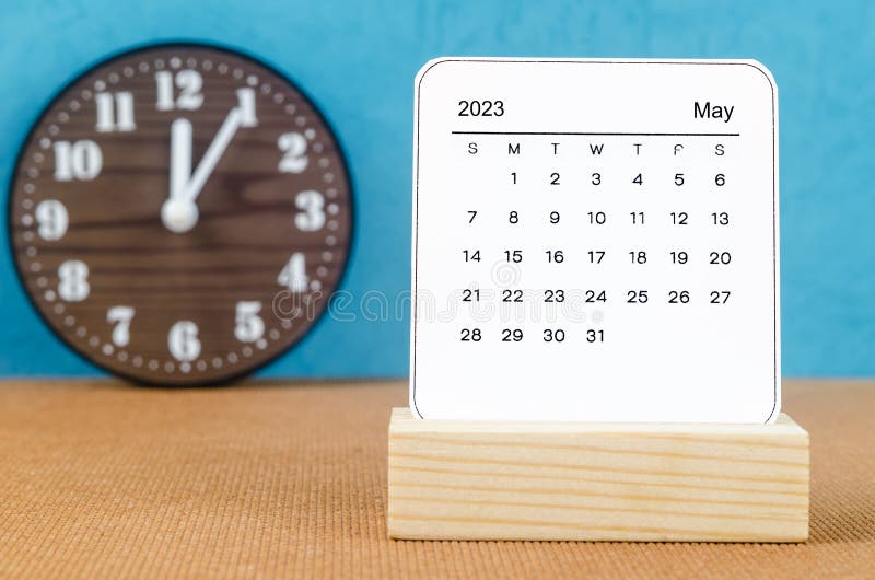 The May 2023 Monthly Calendar for 2023 Year on Wooden Table Stock Photo ...
