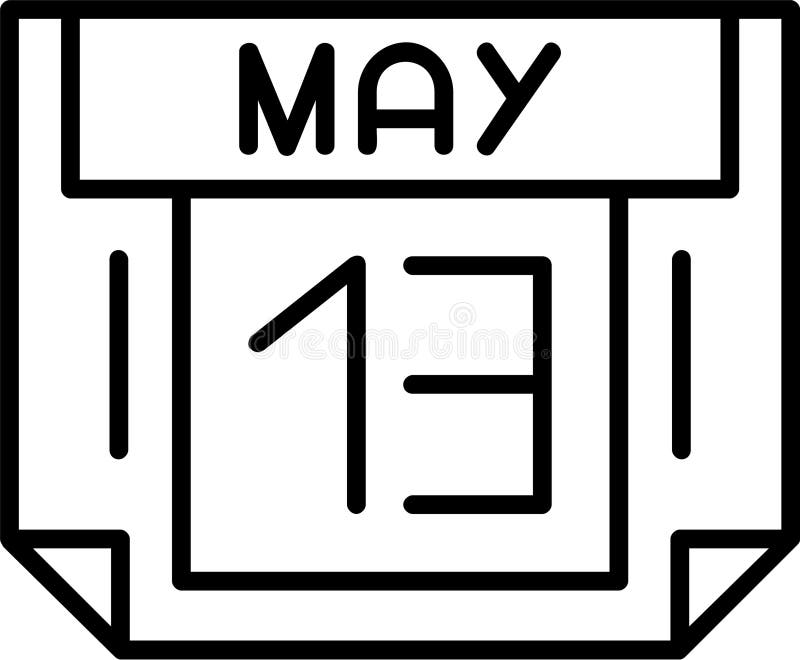 13 May Outline Vector Icon stock vector. Illustration of planner ...