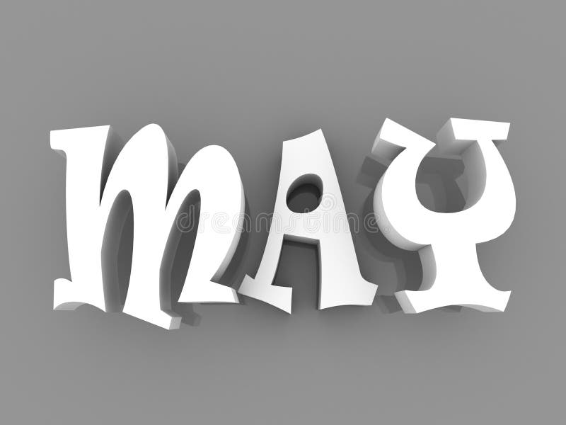 May Sign with Colour Black and White. 3d Paper Illustration. Stock ...