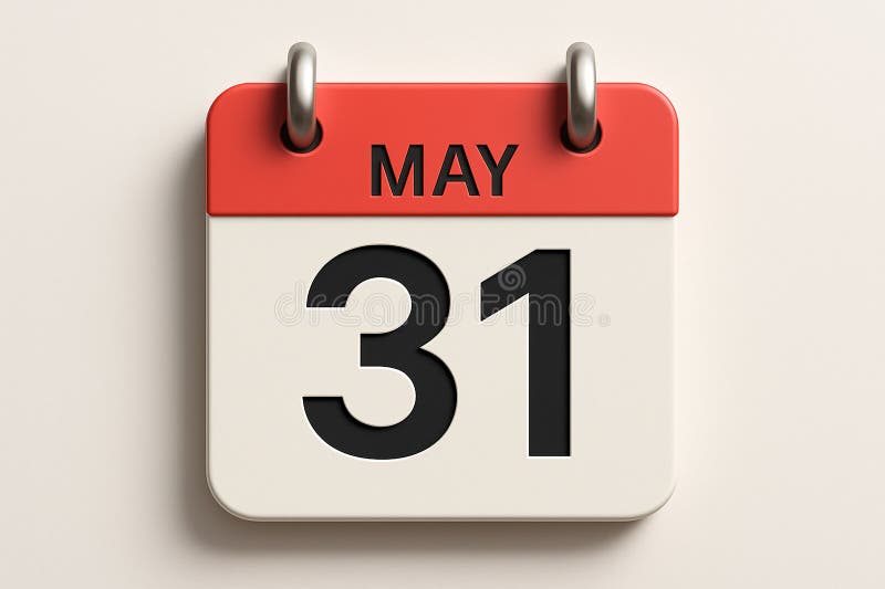 May 31st Calendar Page Red and White Design Stock Illustration ...
