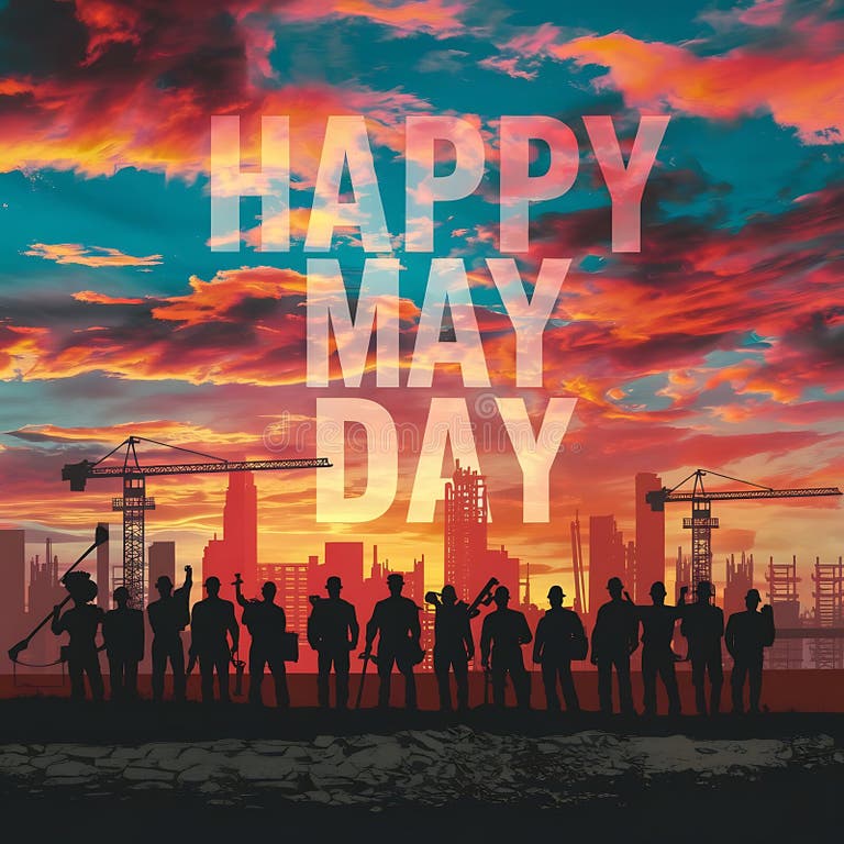 May 1st Celebration Construction Crew and Urban Sunset May Day Ai ...