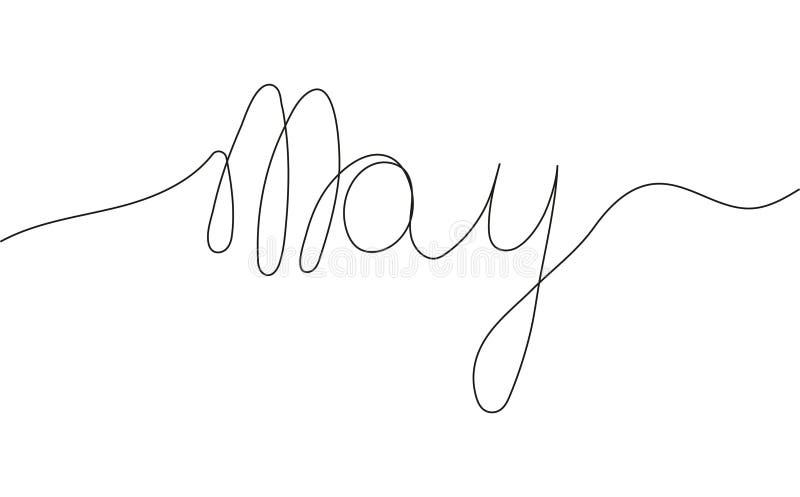 May Text Continuous Line. Line Month Holiday Theme Element Stock Vector ...