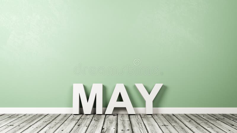 May Text on Wooden Floor Against Wall Stock Illustration - Illustration ...