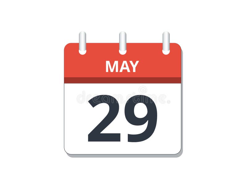 May 29th Calendar Icon Vector. Concept of Schedule, Business and Tasks ...