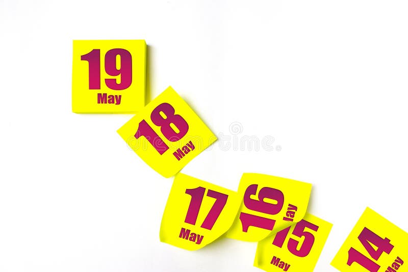 May 19th. Day 19 of Month, Calendar Date. Many Yellow Sheet of the ...
