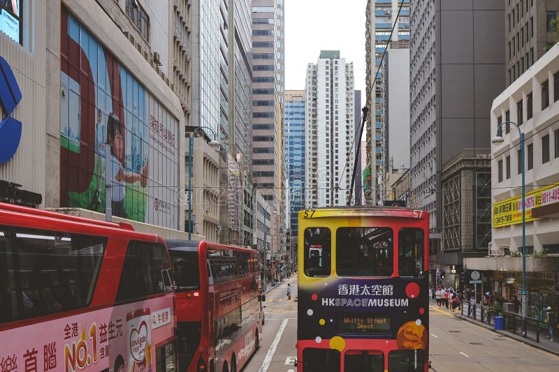 May 10 2023 at Tram, View of Sheung Wan Street Scape Hk Editorial ...