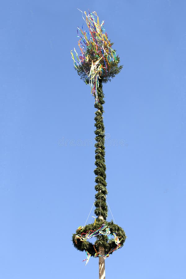 Traditional Bavarian May Tree, Maypole Stock Photo - Image of negative ...