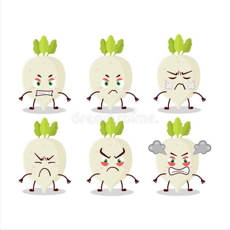 May Turnip Cartoon Character with Various Angry Expressions Stock ...