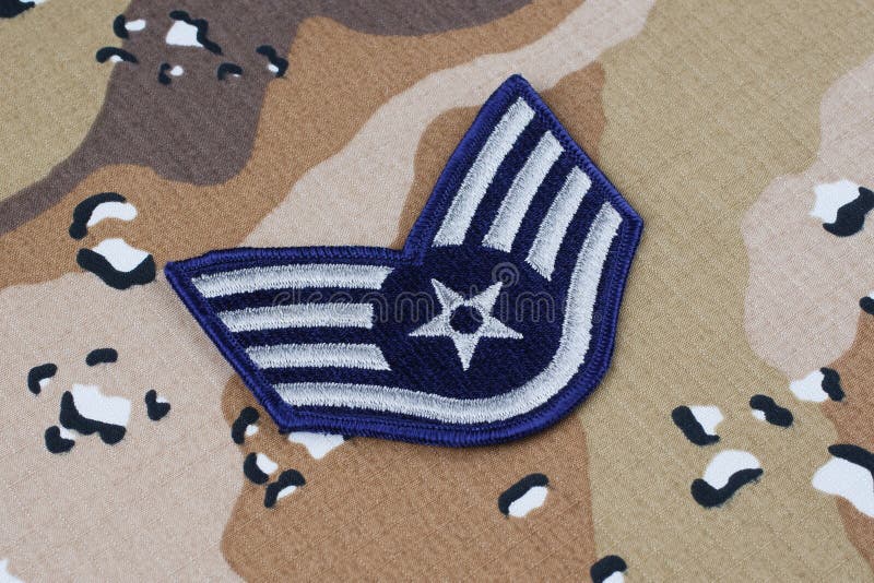 US AIR FORCE Staff Sergeant Rank Patch on Desert Uniform Editorial ...