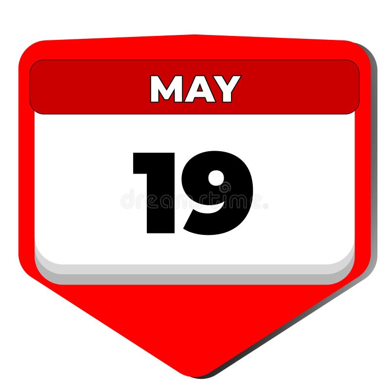 19 May Vector Icon Calendar Day. 19 Date of May. Nineteenth Day of May ...