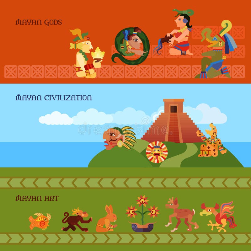 Maya Banners Set ilustración del vector. Ilustración de historia - 77876357