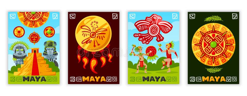 Maya Civilization Banners Collection Stock Vector - Illustration of ...