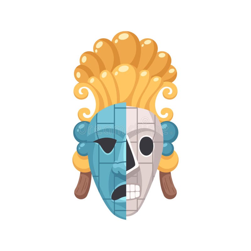 Ancient Mask Maya Composition Stock Vector - Illustration of history ...
