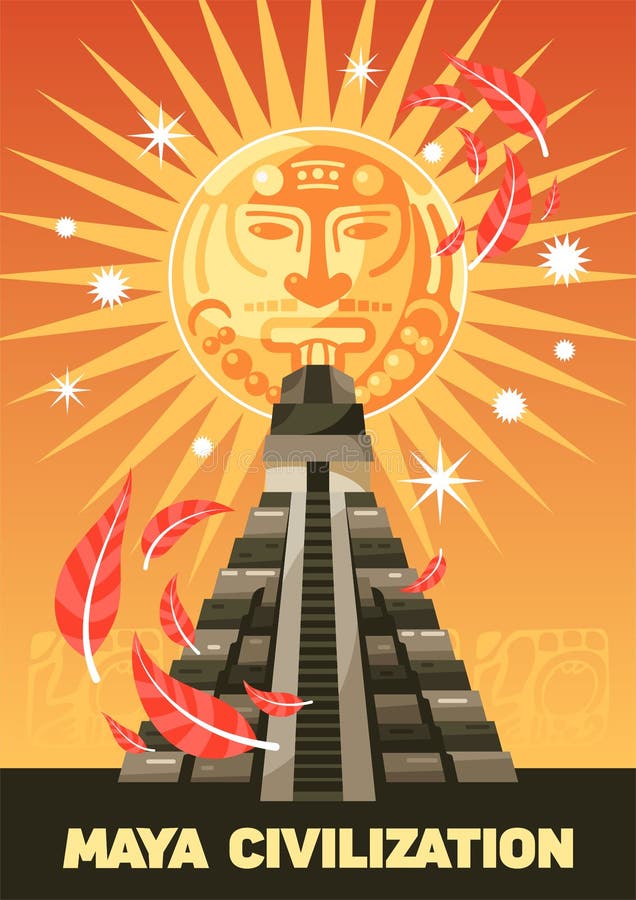 Maya Civilization Vertical Poster Stock Vector - Illustration of latino ...