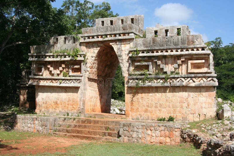 Maya gate stock photo. Image of america, door, palms - 13830926