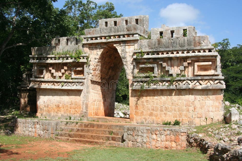 Maya gate stock photo. Image of america, door, palms - 13830926